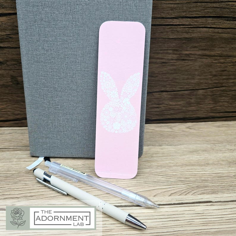 Bunny Bloom Flat Printed Bookmark - Pink - Personalised Options ...