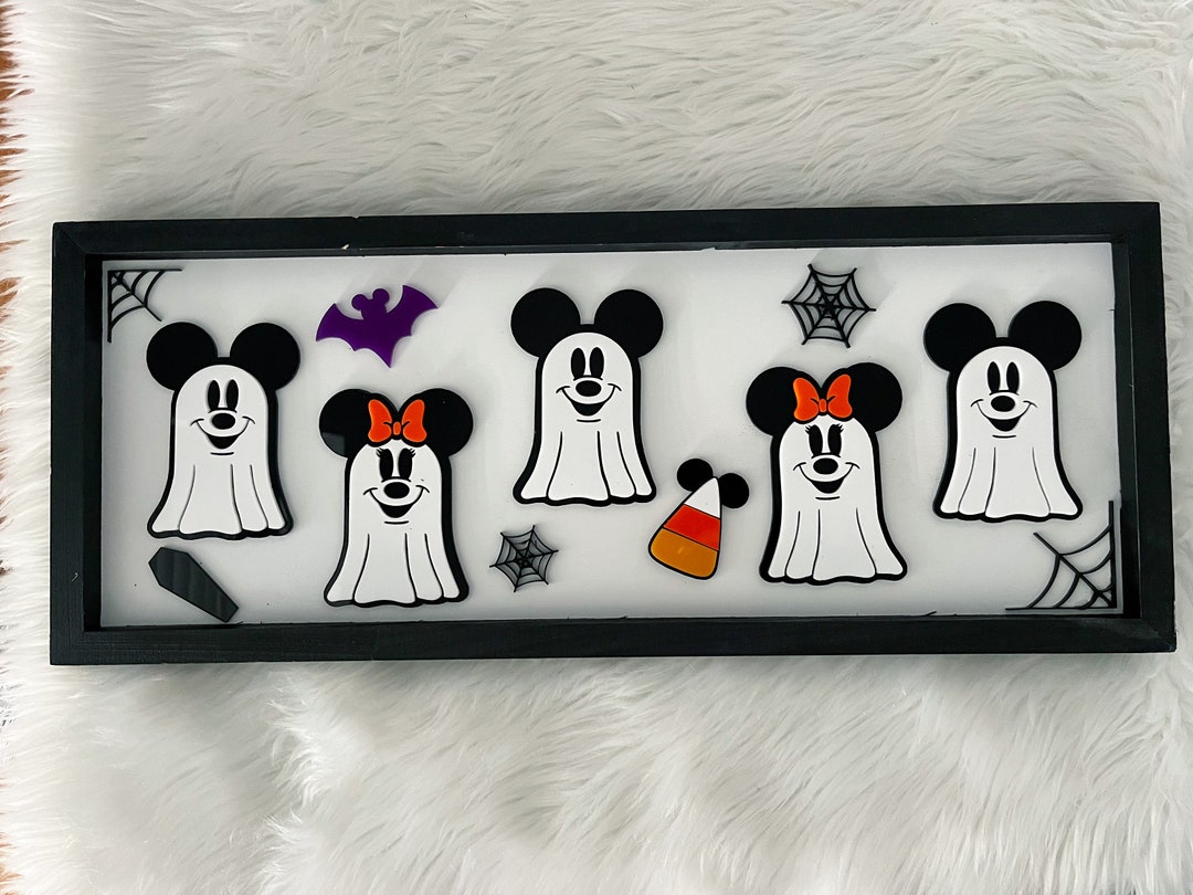 Mickey and Minnie Ghost Halloween Sign - Etsy
