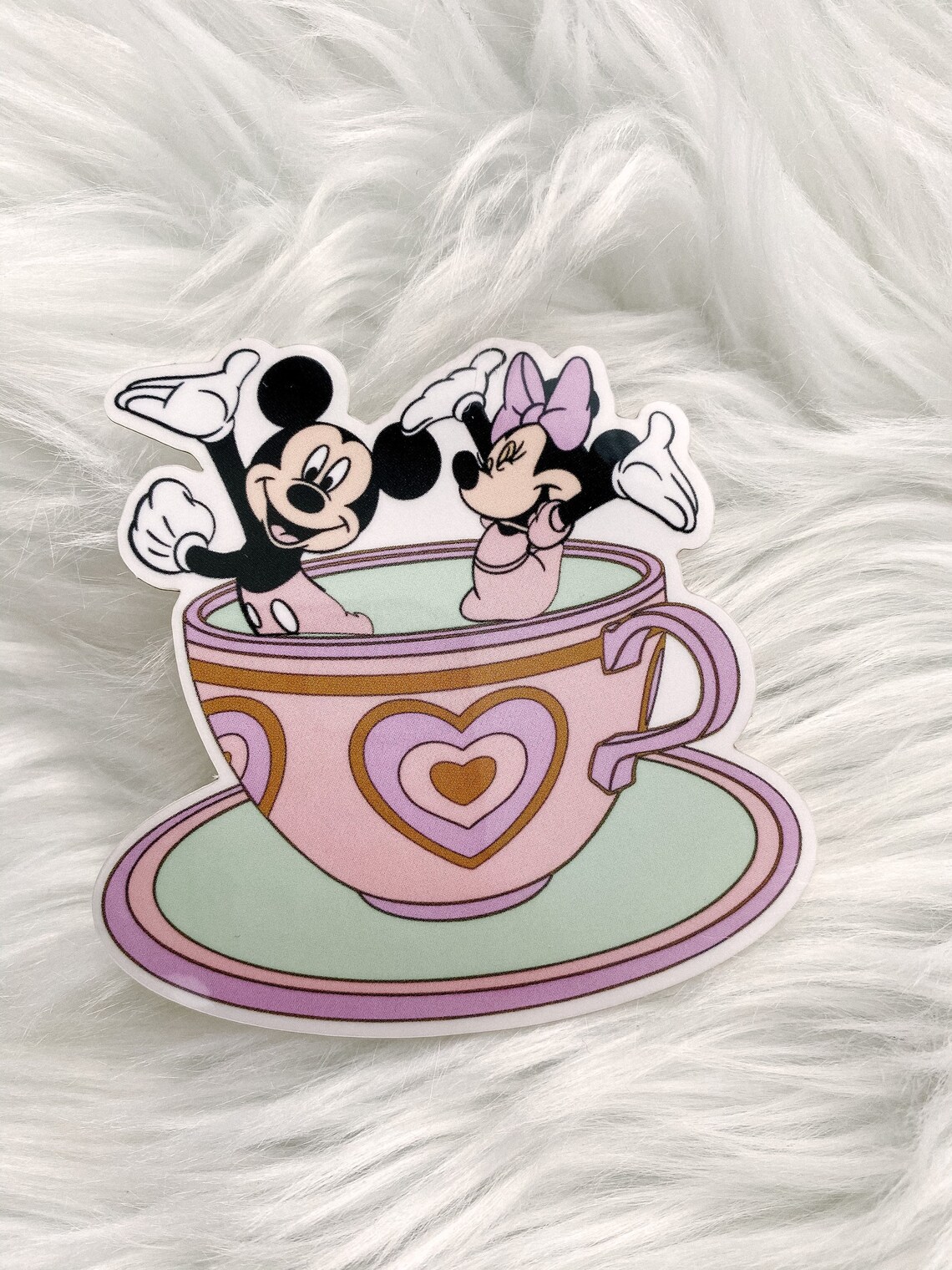 Mickey and Minnie Spinning in Teacup Sticker - Etsy
