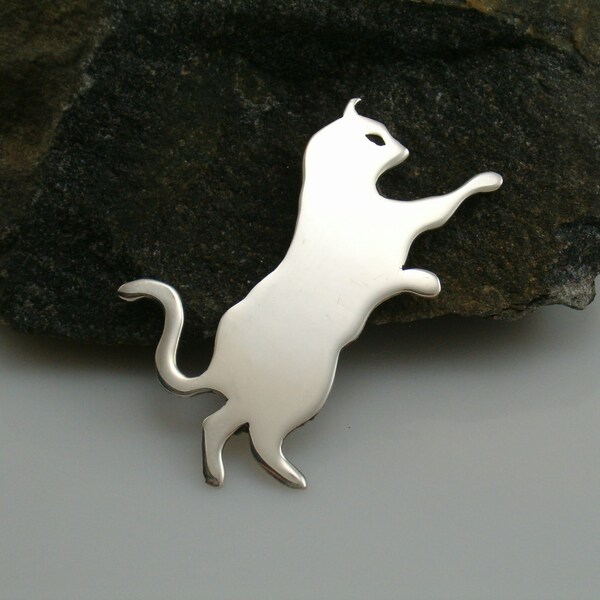 Sterling Cat Pin - Etsy