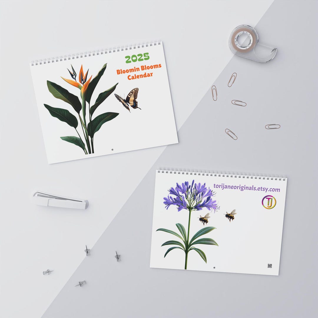 Floral Wall Calendar, 2025 Calendar, Beautiful Flowers, Home Office ...