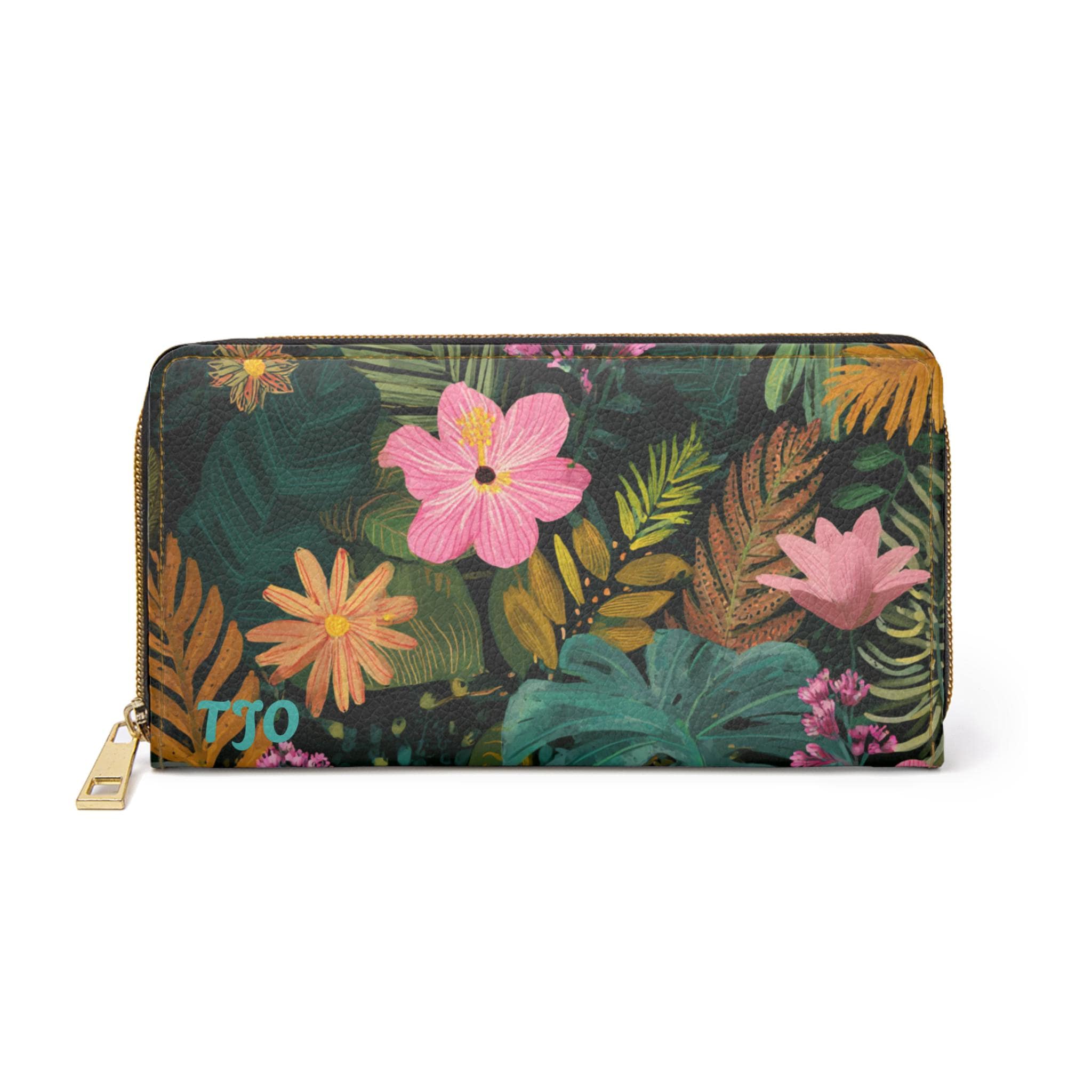 Tropical Plant Zipper Wallet: Botanical Floral Coin Purse, PU Leather ...