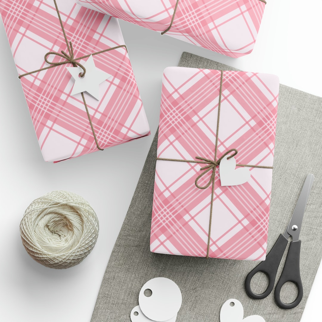 Pink Check Wrapping Paper - Etsy