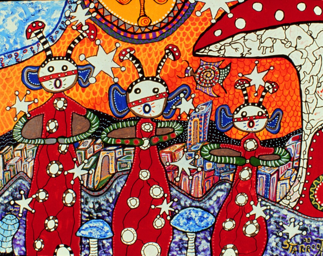 Alien Singers, Art Print Signed on Canvas Giclee by Starroot, Amanita ...