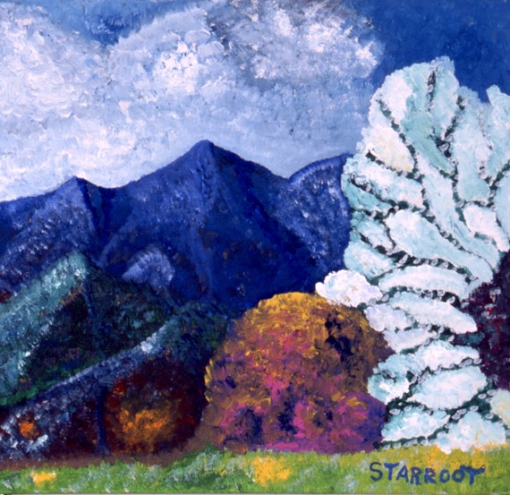 Blue Ridge Mountains Giclee Wall Art 8x8 Folk Art | Etsy