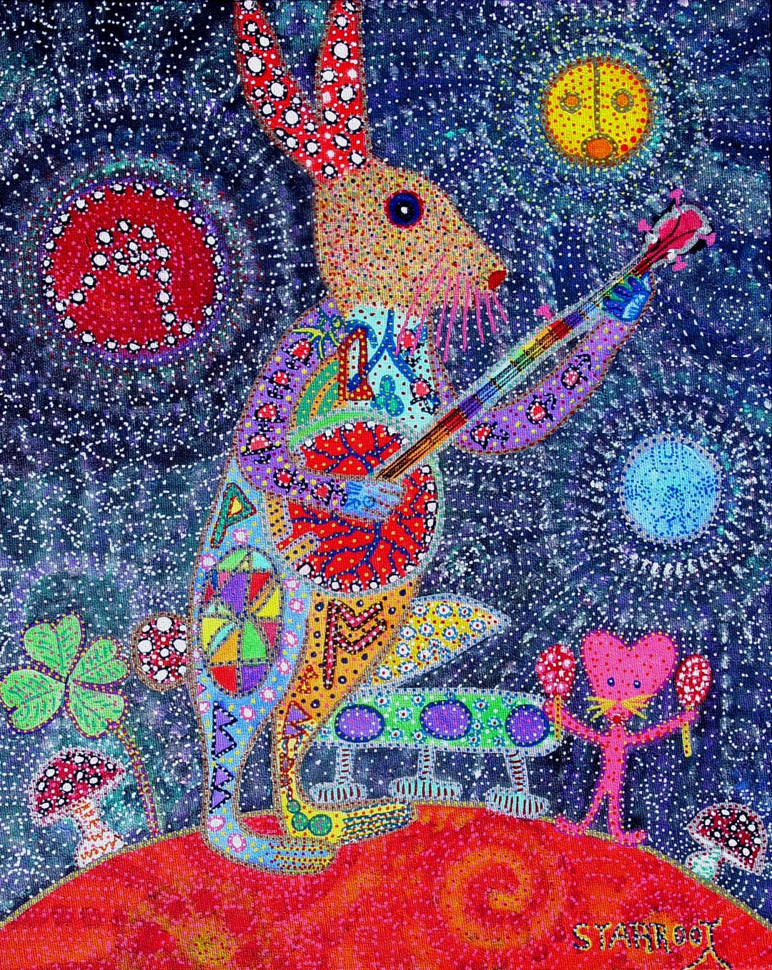 Banjo Rabbit 8x12 Bluegrass Old Time Music Giclee Print On Canvas