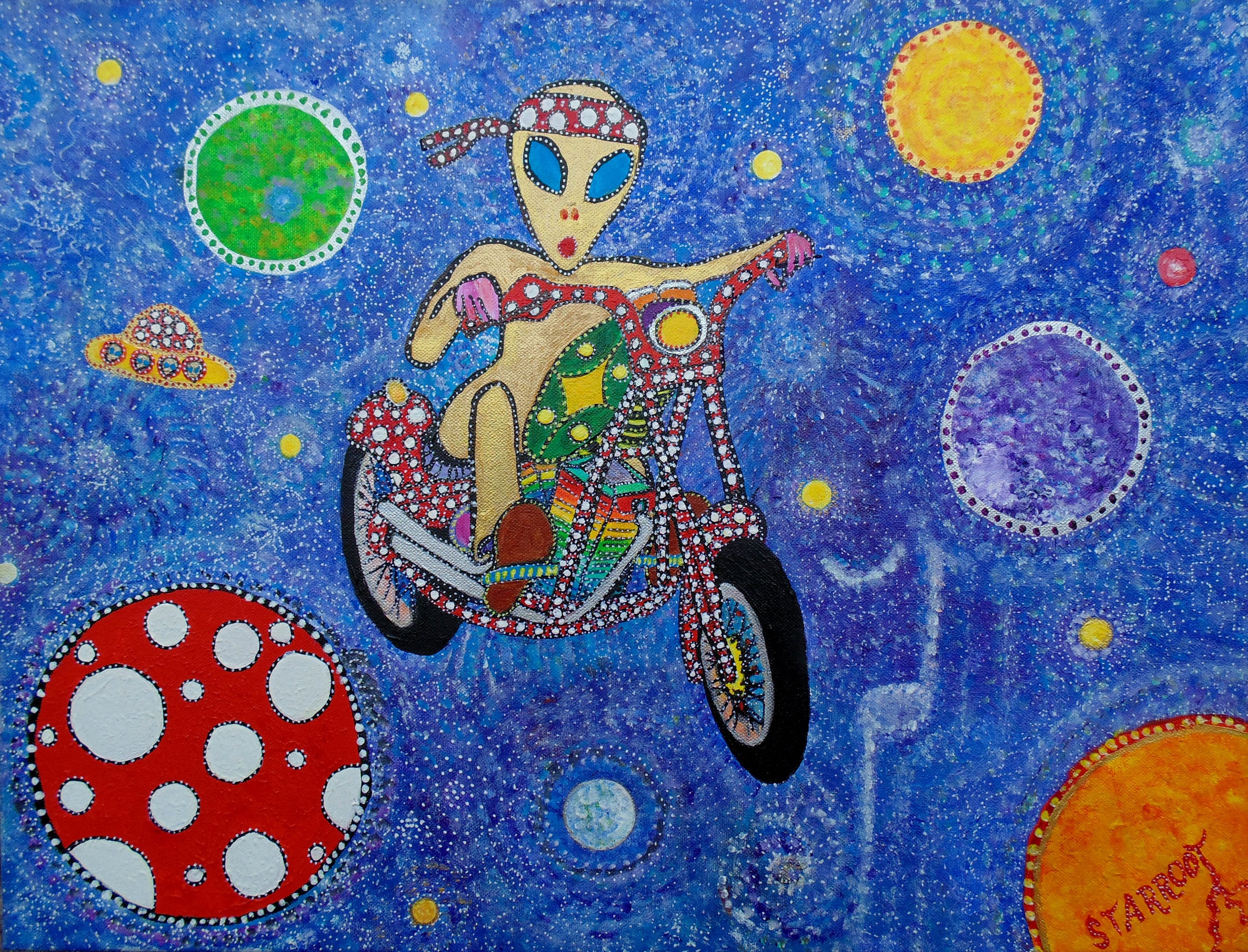 Space Rider, Motor Bike, Harley Davidson, Alien, Ufo 8x8", Giclee Print ...