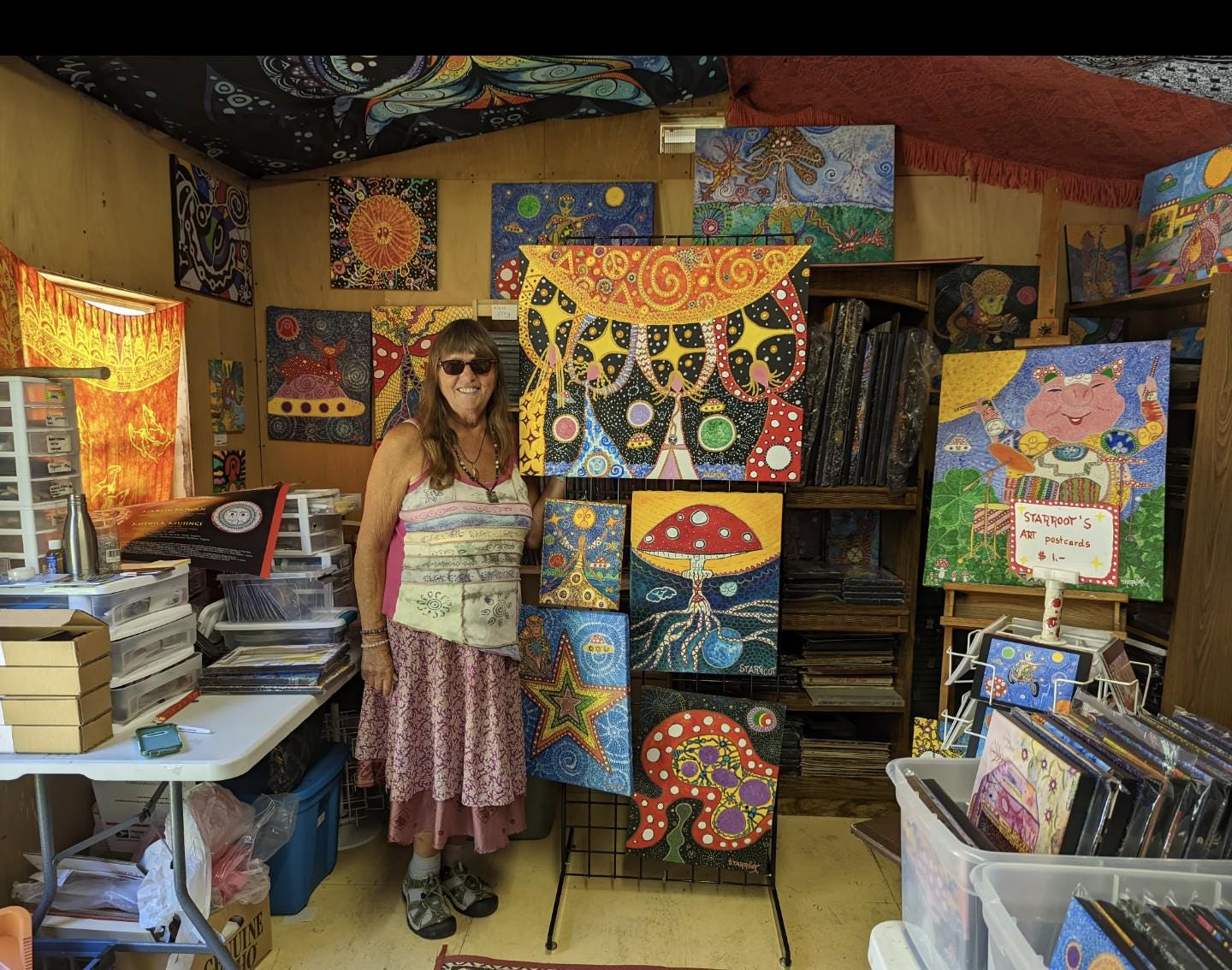 Possum, Banjo, Mars, Music, Folk Art, Visionary Art, Ufo, Signed, 8x8 ...