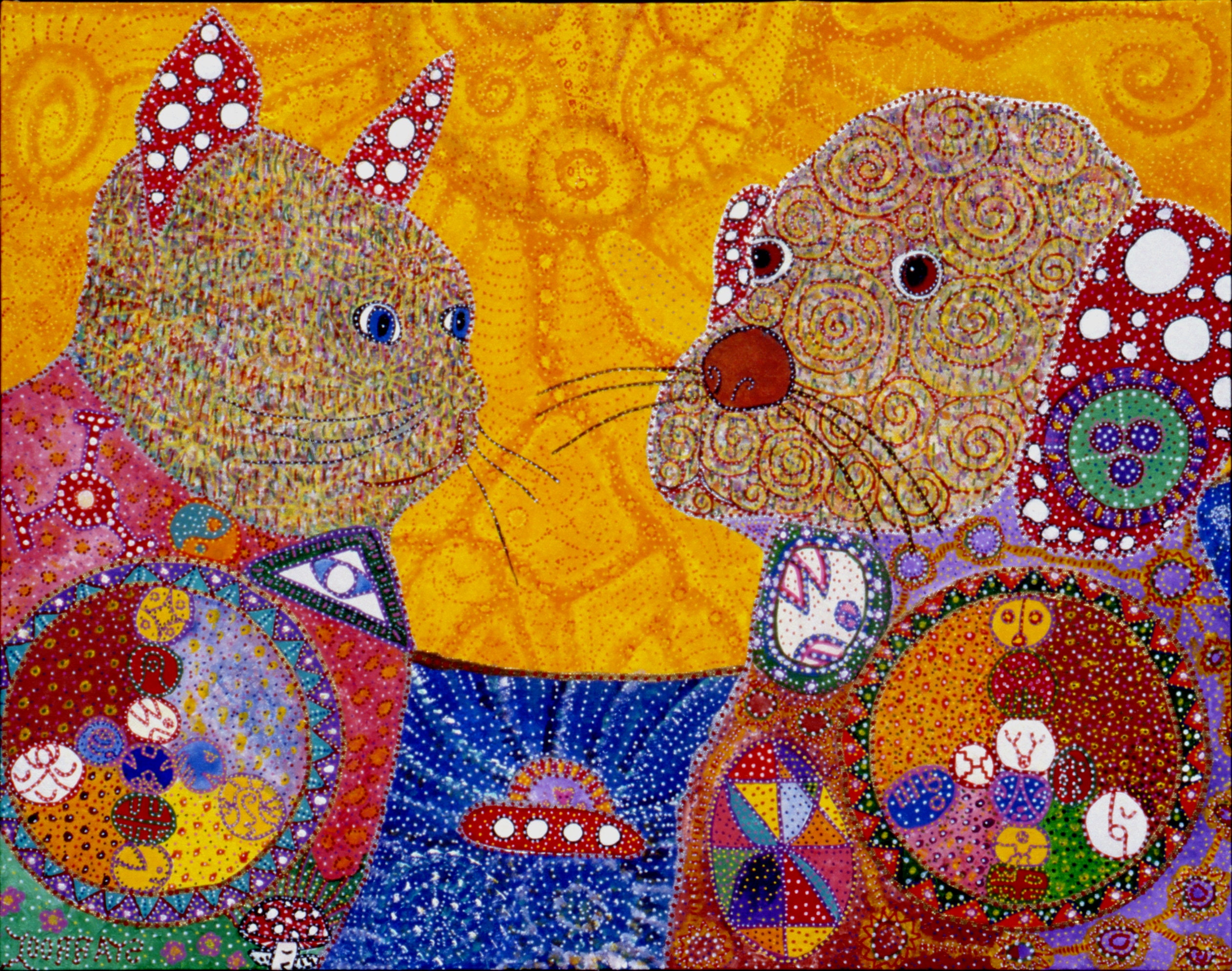 Dog Cat "unlimited Peace" by Starroot, Giclee Wall Art 12x8" Signed Folk Art - Etsy
