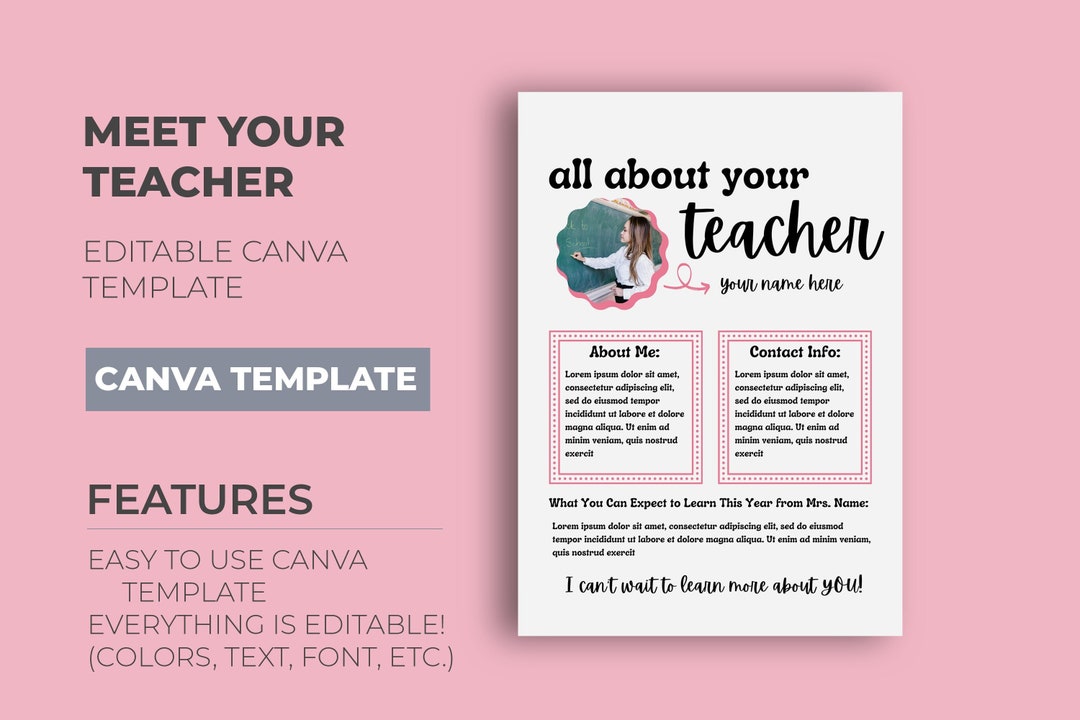 Meet the Teacher Canva Template Classroom Canva Editable Template ...