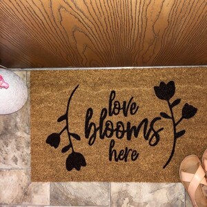 Floral Doormat Love Blooms Here Welcome Mat Wedding Gift - Etsy