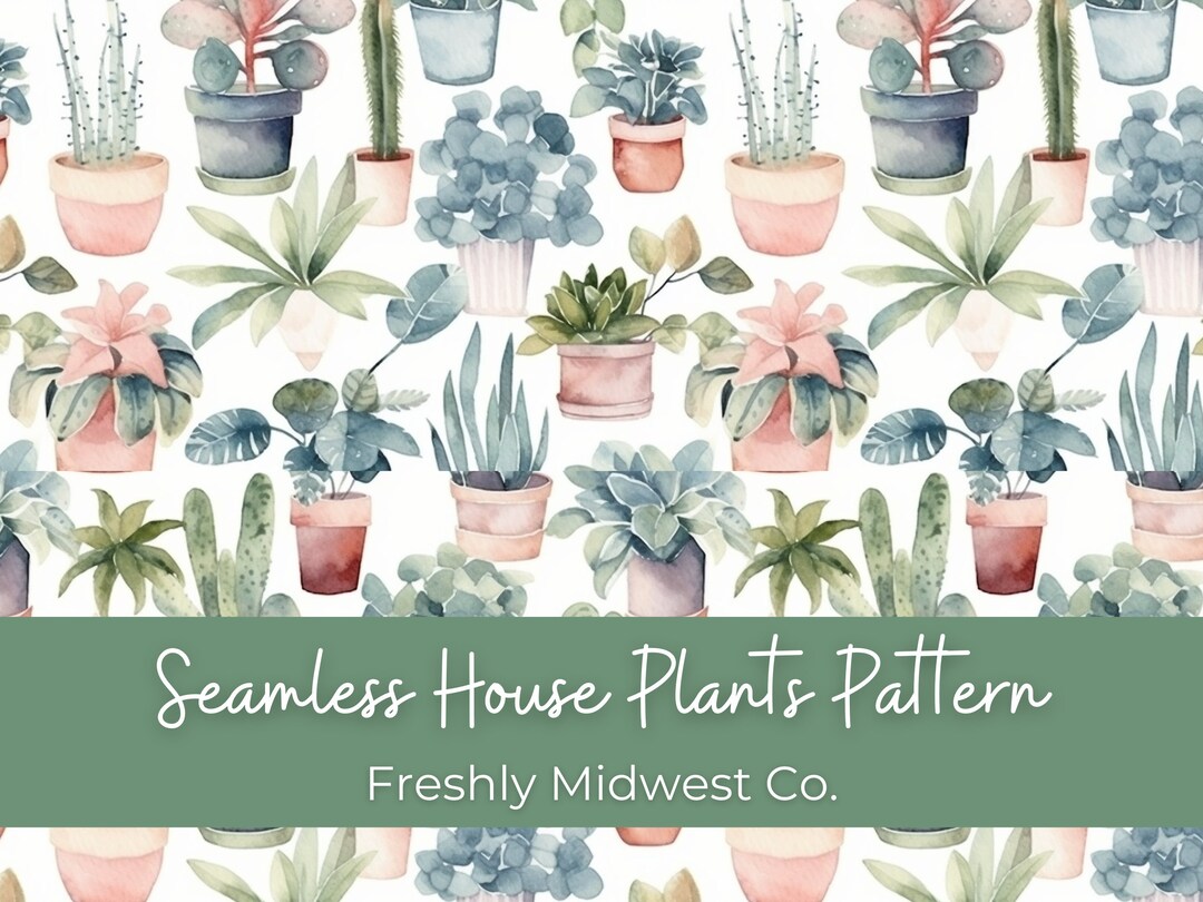 Seamless House Plants Repeating Pattern Planters Backgrounds Digital ...