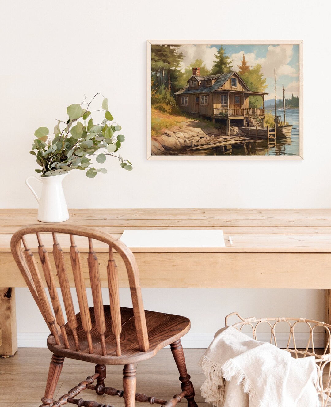 Cabin Series #2 - Printable Vintage Waterfront Cabin Print - Lakeside ...