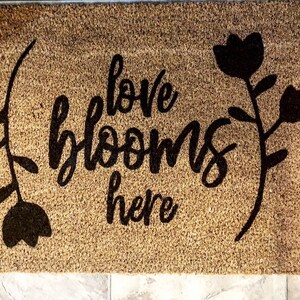 Floral Doormat Love Blooms Here Welcome Mat Wedding Gift - Etsy