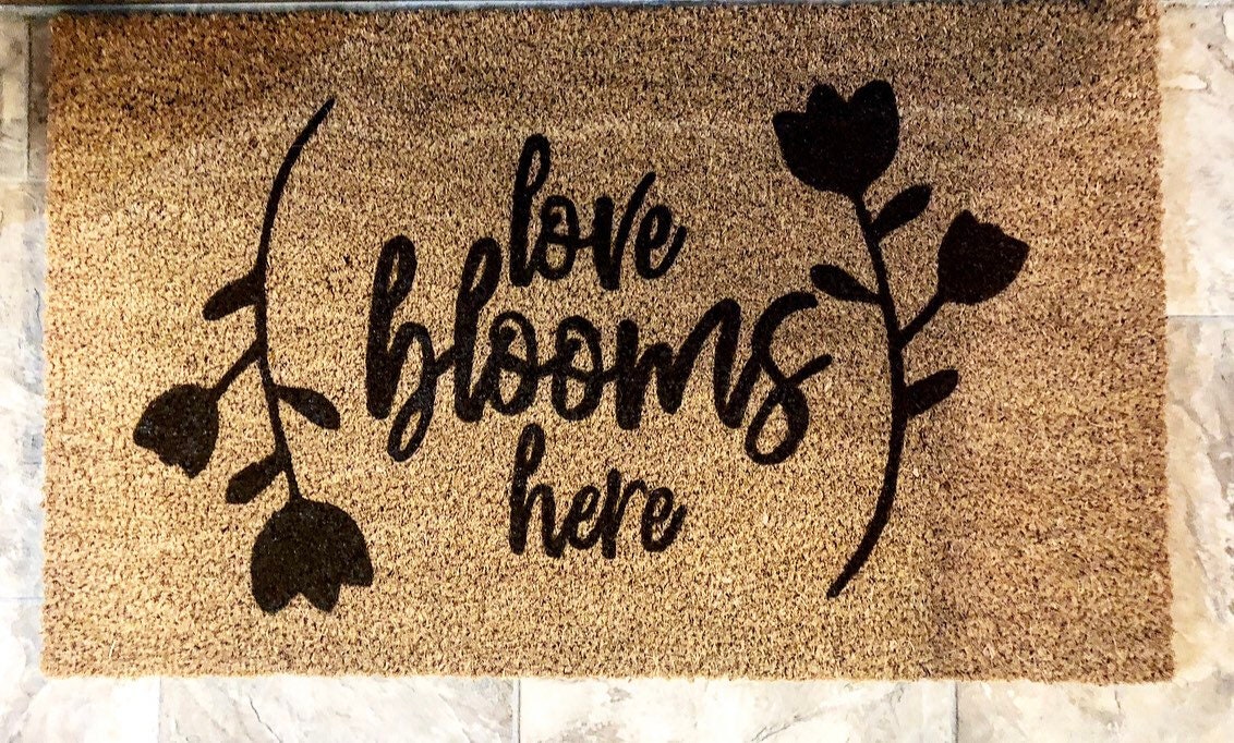 Floral Doormat Love Blooms Here Welcome Mat Wedding Gift | Etsy