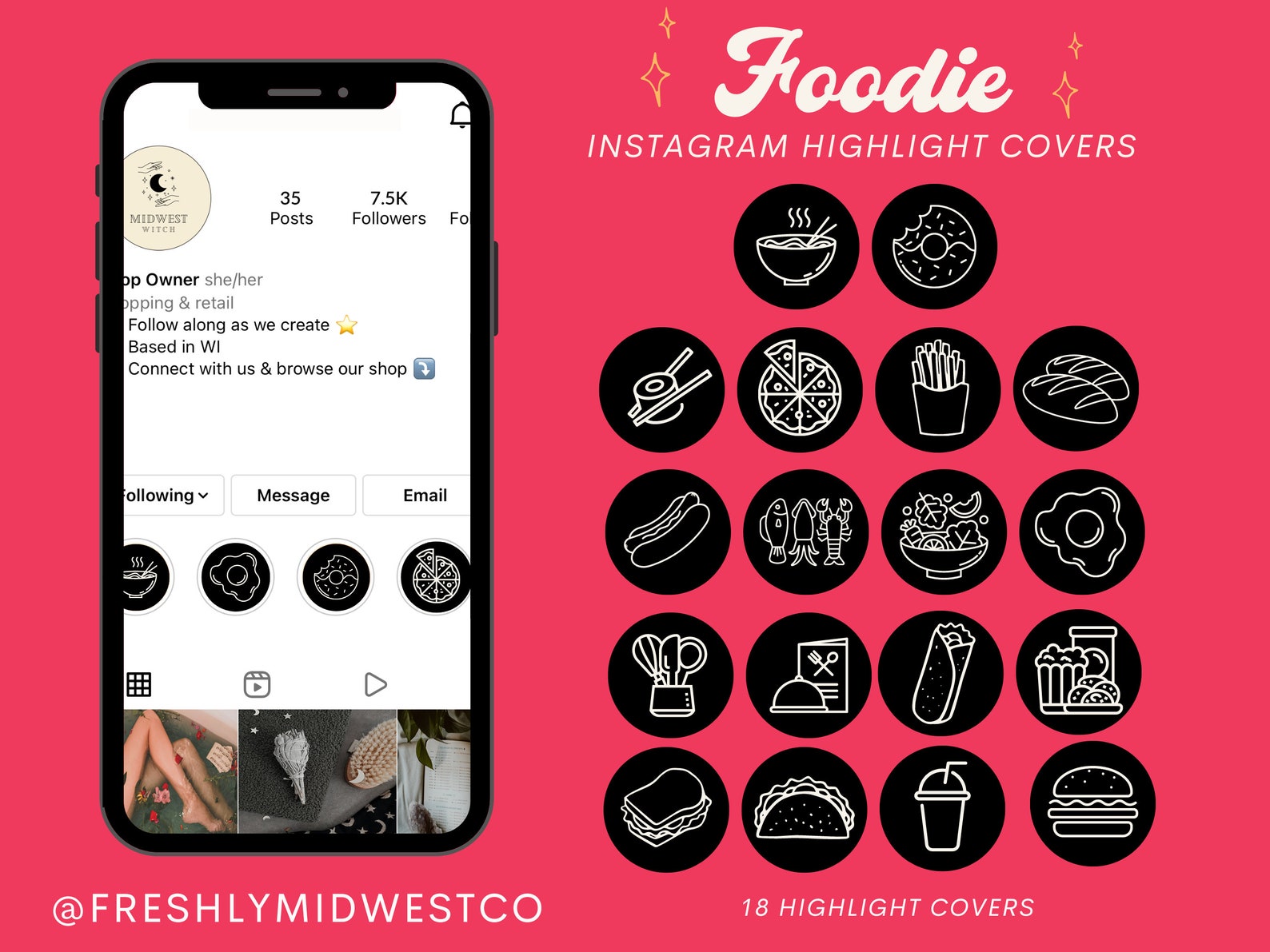 Foodie Instagram Highlight Covers Food Line Art Instagram - Etsy