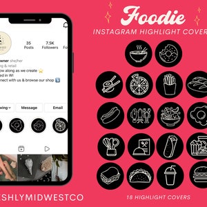 Foodie Instagram Highlight Covers - Food Line Art Instagram Story ...