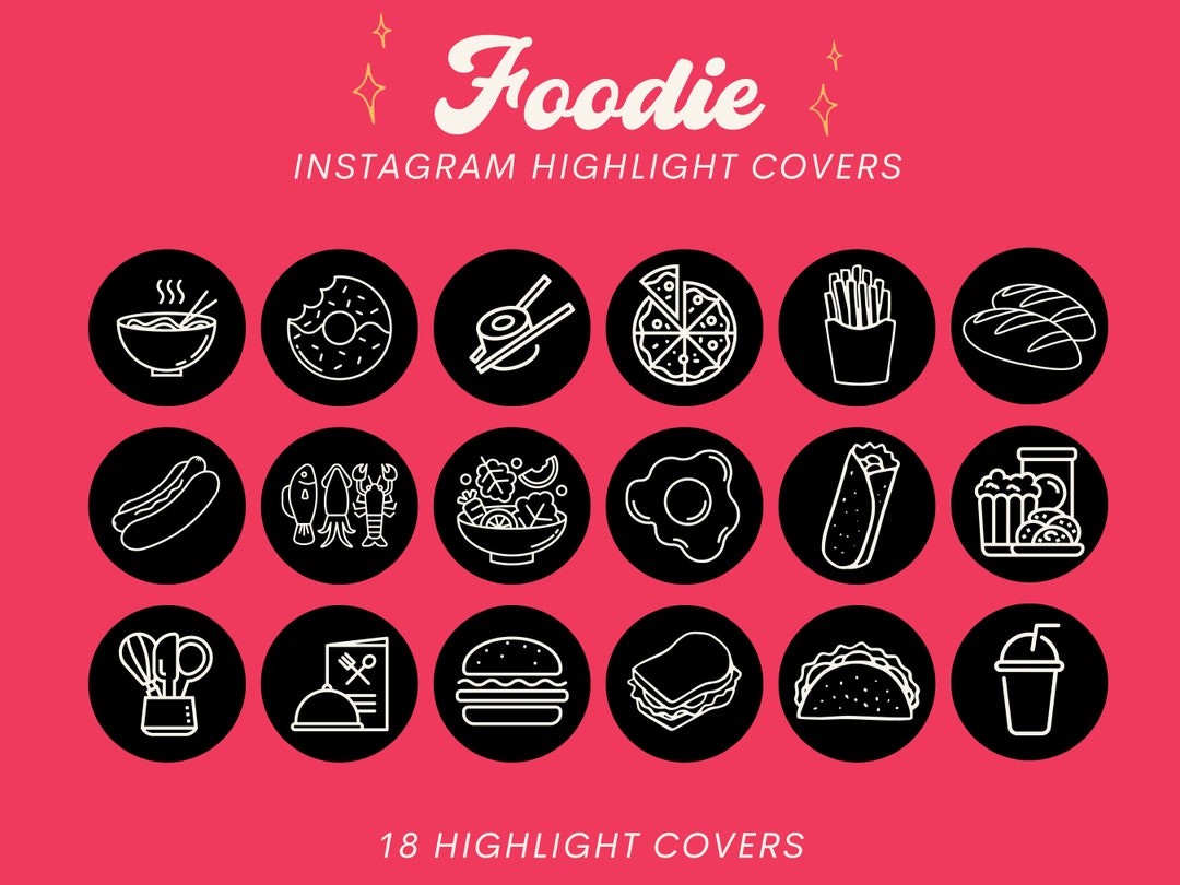 Foodie Instagram Highlight Covers - Food Line Art Instagram Story ...