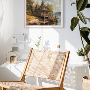 Cabin Series #2 - Printable Vintage Waterfront Cabin Print - Lakeside ...