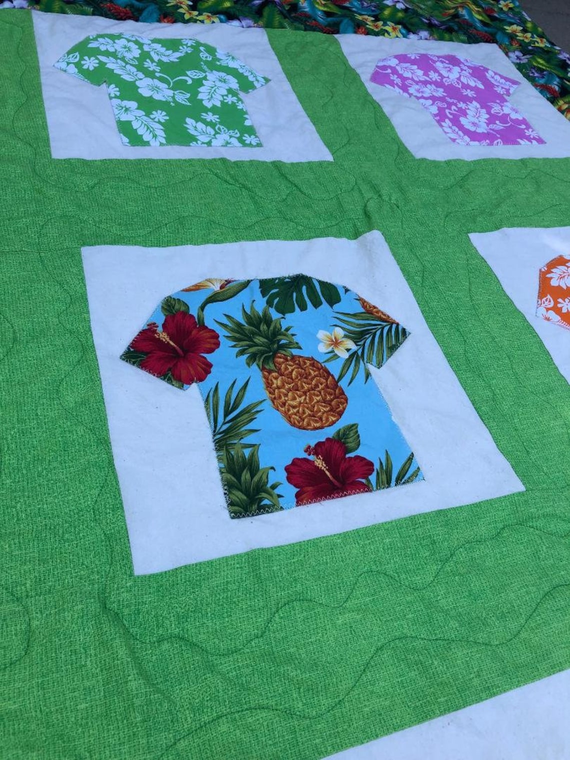 One of a Kind Hawaiian Shirt Patchwork Quilt | Etsy