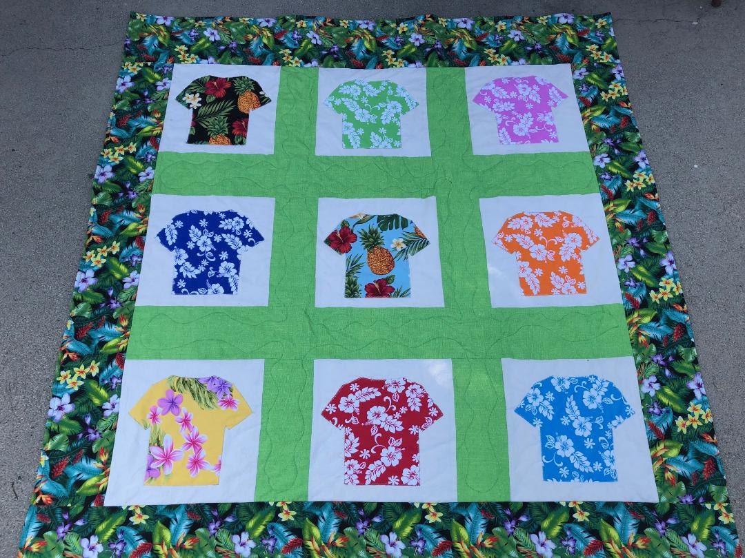 One of a Kind Hawaiian Shirt Patchwork Quilt - Etsy