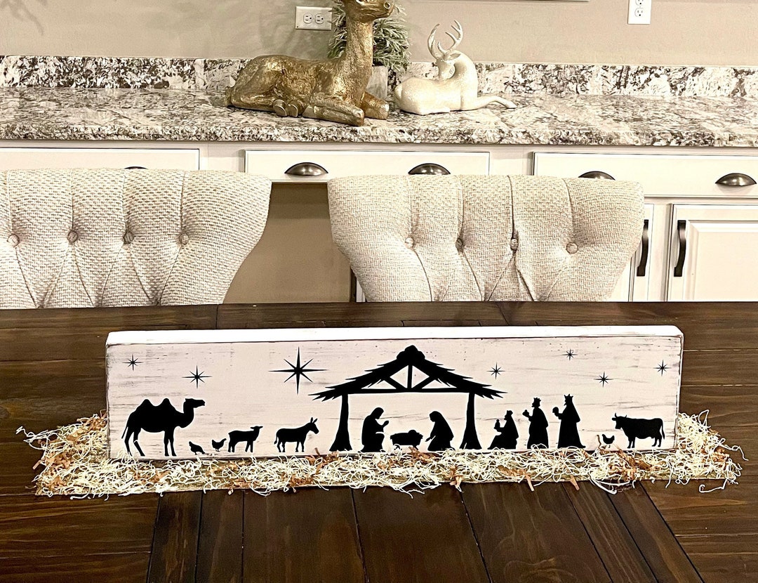 30 Inch Nativity Table Runner, Double Sided, Christmas Decor, Mantle ...