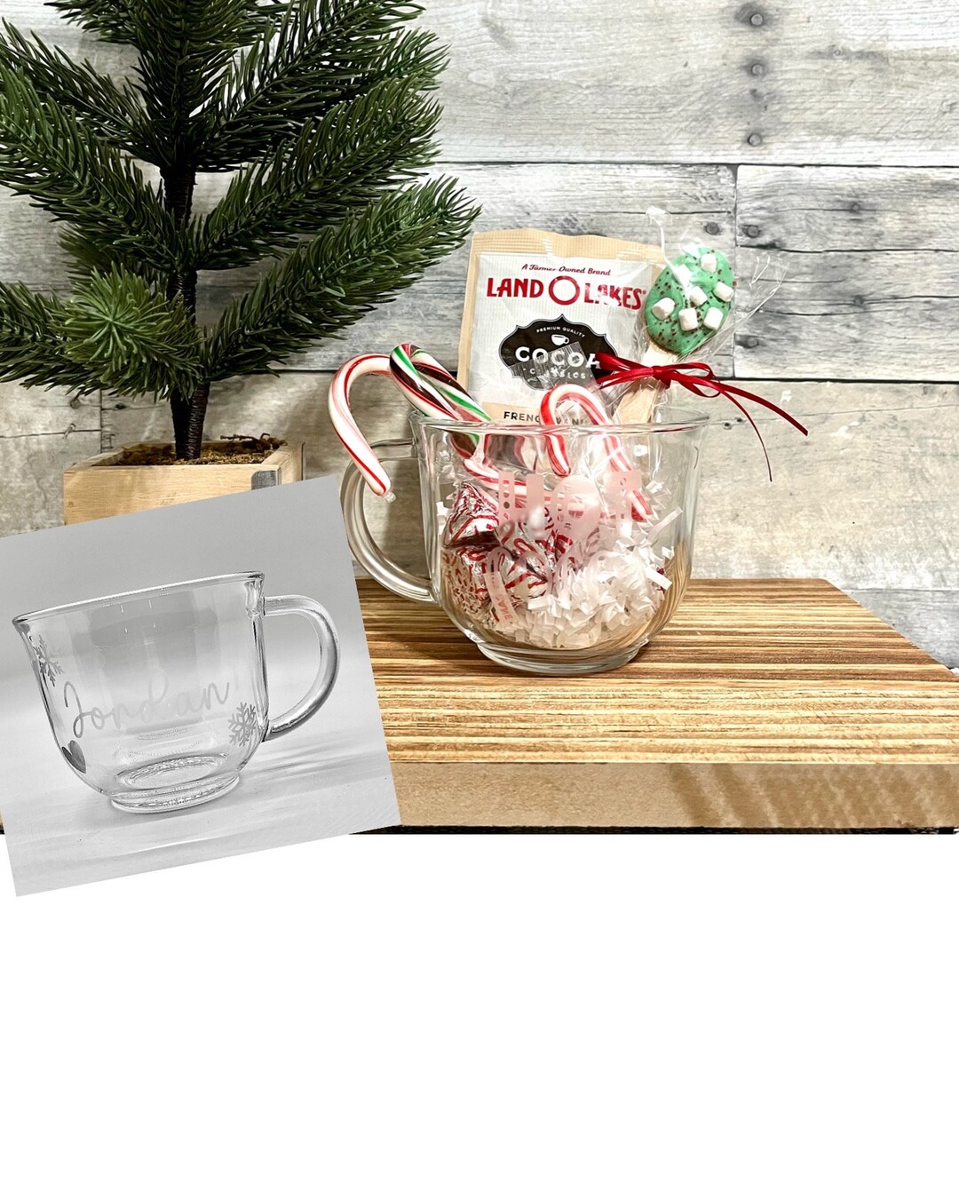 Custom Etched Glass Hot Cocoa Gift Set - Etsy