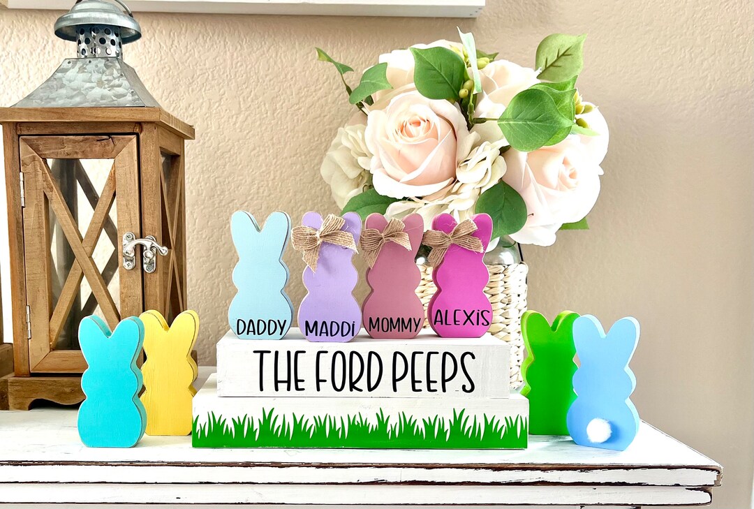 Personalized Easter Peeps, Custom Wooden Name Blocks, Tiered Tray Decor ...