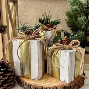 Rustic Wooden Gift Set, Christmas Decor, Mantle Decor, Farmhouse Decor ...