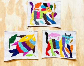 Set of 4 Tenangos 6x6, Otomi Embroidery, Tenango De Doria Embroidery ...