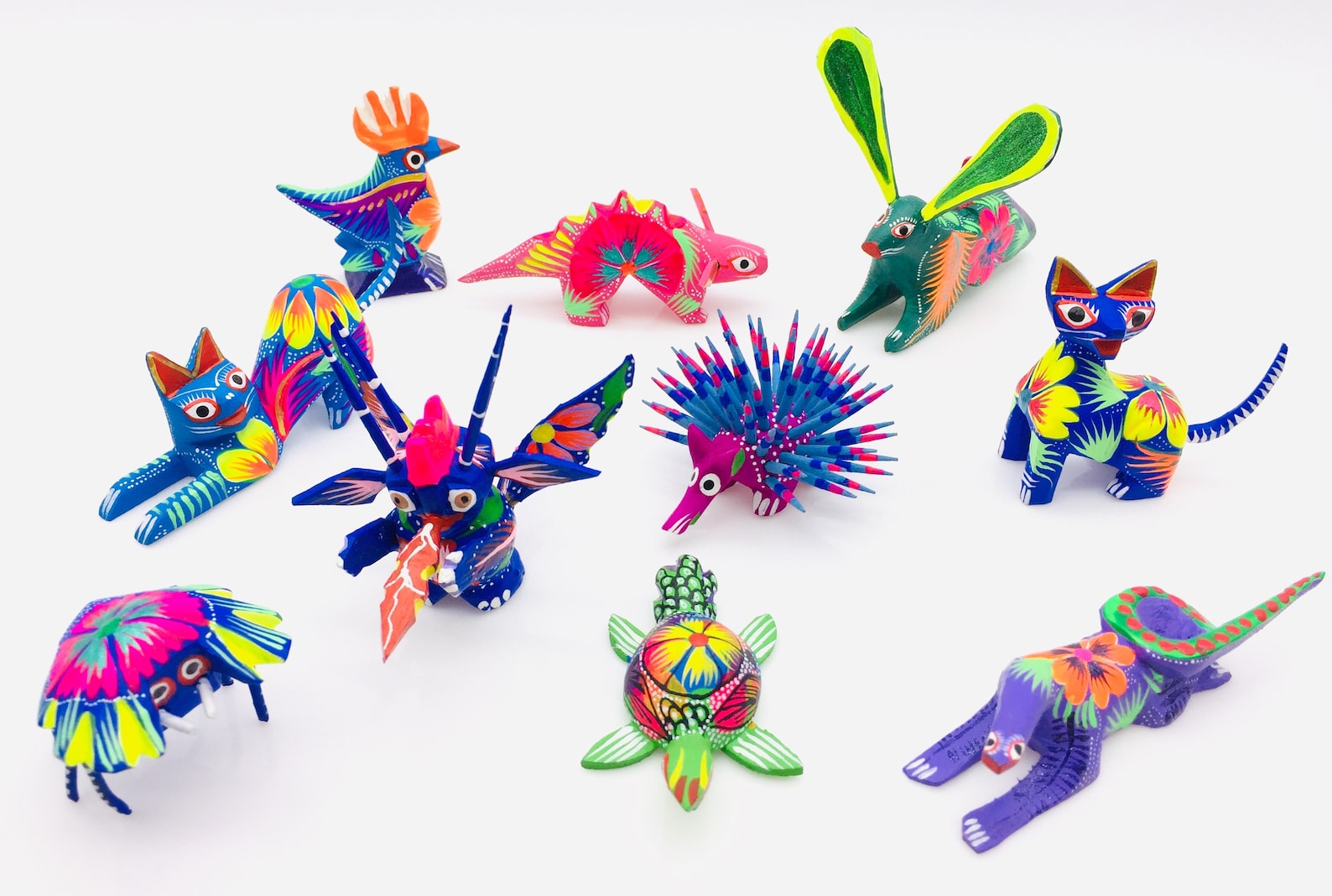 10 Mini Alebrijes, Set of 10 Assorted Wood Carved Alebrijes - Etsy