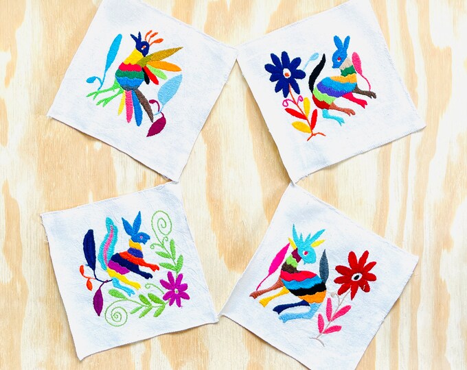 Set of 4 Tenangos 6"x6", Otomi Embroidery, Tenango De Doria Embroidery ...