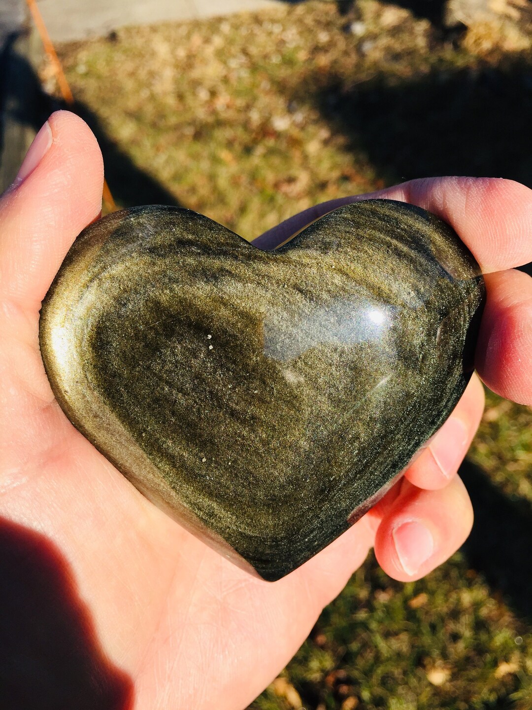 Flat Golden Obsidian Heart, Sheen Obsidian Heart - Etsy