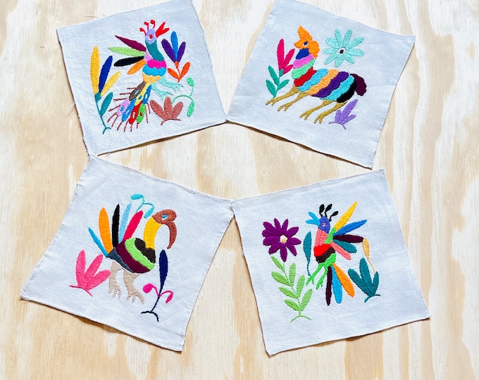 Set of 4 Tenangos 6x6, Otomi Embroidery, Tenango De Doria Embroidery ...