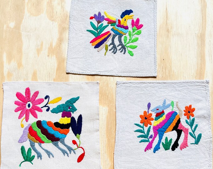 Set of 3 Tenangos 6x6, Otomi Embroidery, Tenango De Doria Embroidery ...