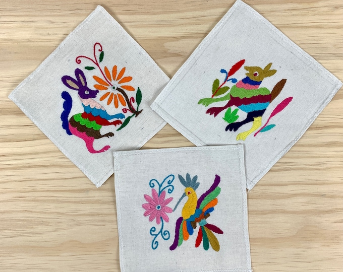 Set of 3 Tenangos 6"x6", Otomi Embroidery, Tenango De Doria Embroidery ...