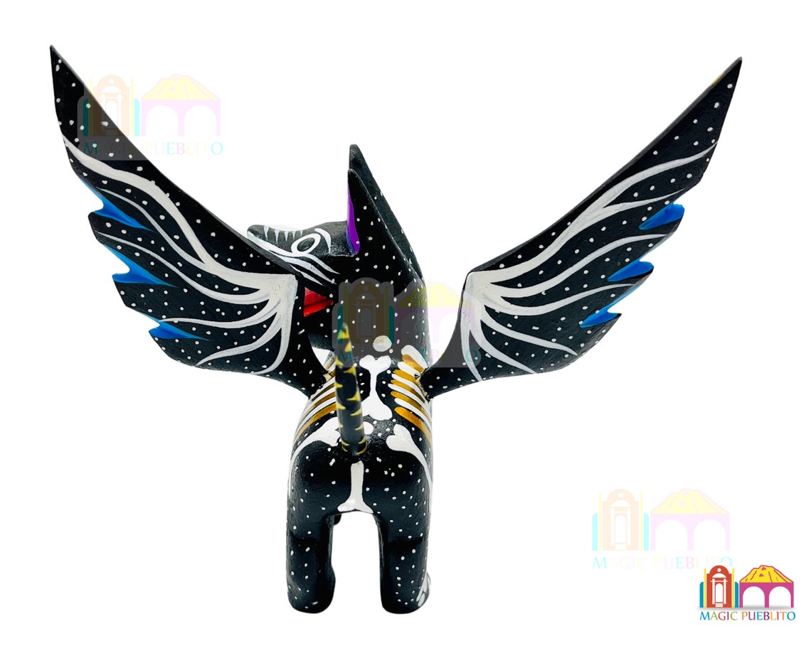 Black,skeleton Winged-dog Alebrije , Dante Alebrije - Etsy
