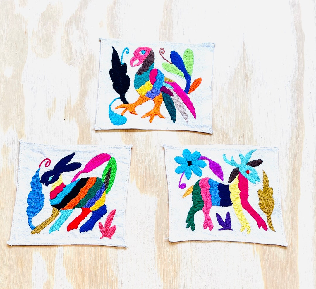 Set of 3 Tenangos 5x4 Otomi Embroidery Tenango - Etsy
