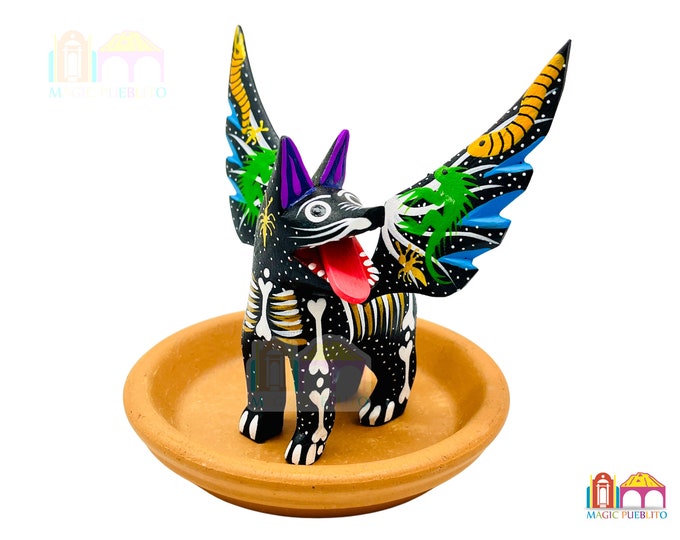 Black,skeleton Winged-dog Alebrije , Dante Alebrije - Etsy