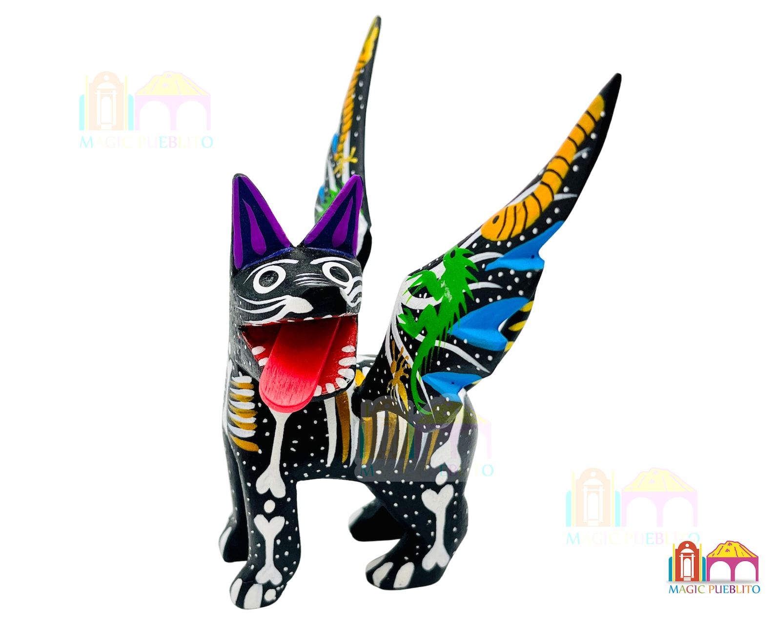 Black,skeleton Winged-dog Alebrije , Dante Alebrije - Etsy
