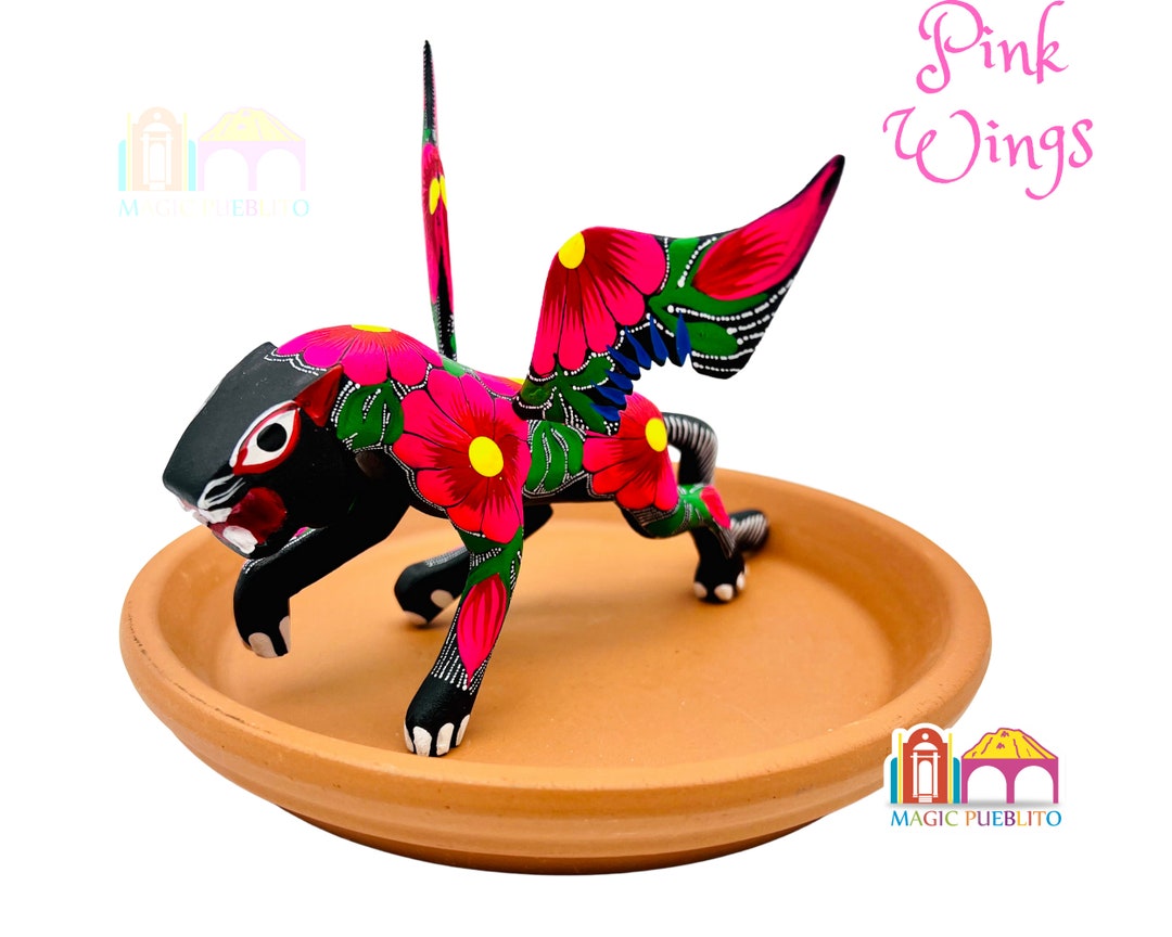 Black Winged-jaguar Alebrije, Wood Carved Alebrije - Etsy