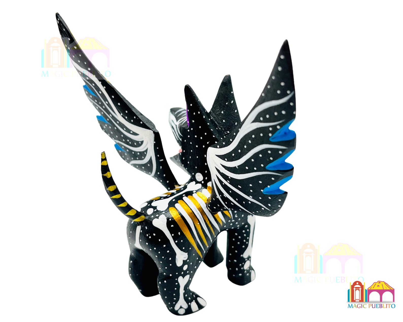 Black,skeleton Winged-dog Alebrije , Dante Alebrije - Etsy