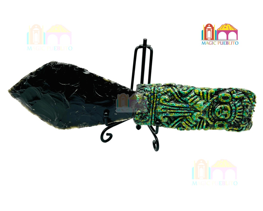 Ixchel Maya Goddess Obsidian Dagger/ Hand Knapped Obsidian Knife - Etsy