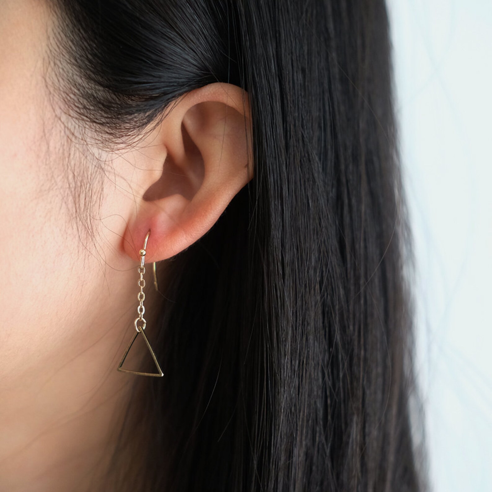 Simple Triangle Drop Earring Minimalist Drop Earring Gold - Etsy