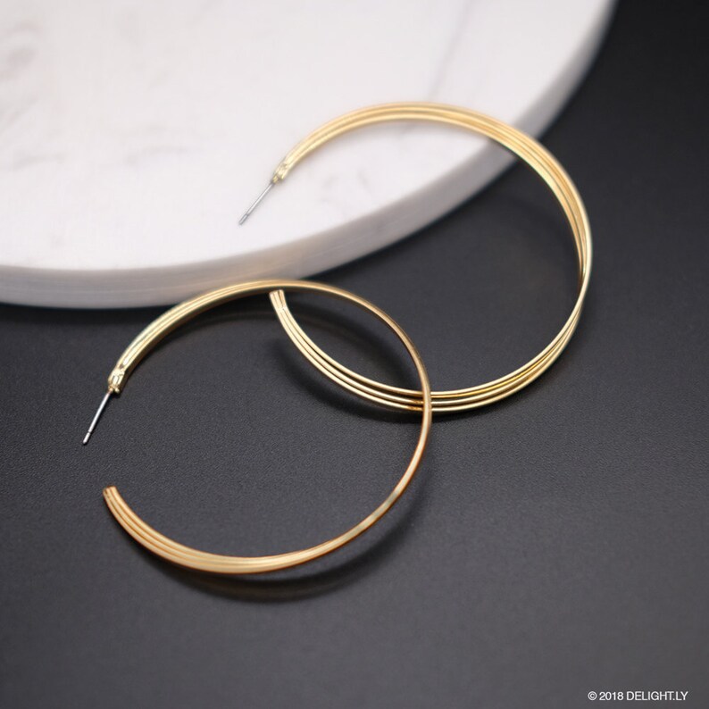 Silver/gold Hoop Post Earring Sterling Silver Post Stud Minimal Brushed ...