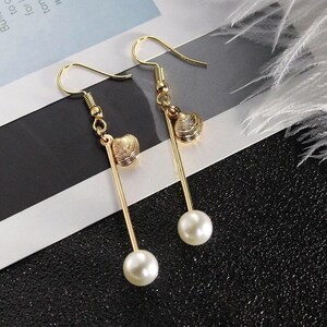 Pearl and Shell Drop Earring 14K Gold Plated Dangling Earring Trendy ...