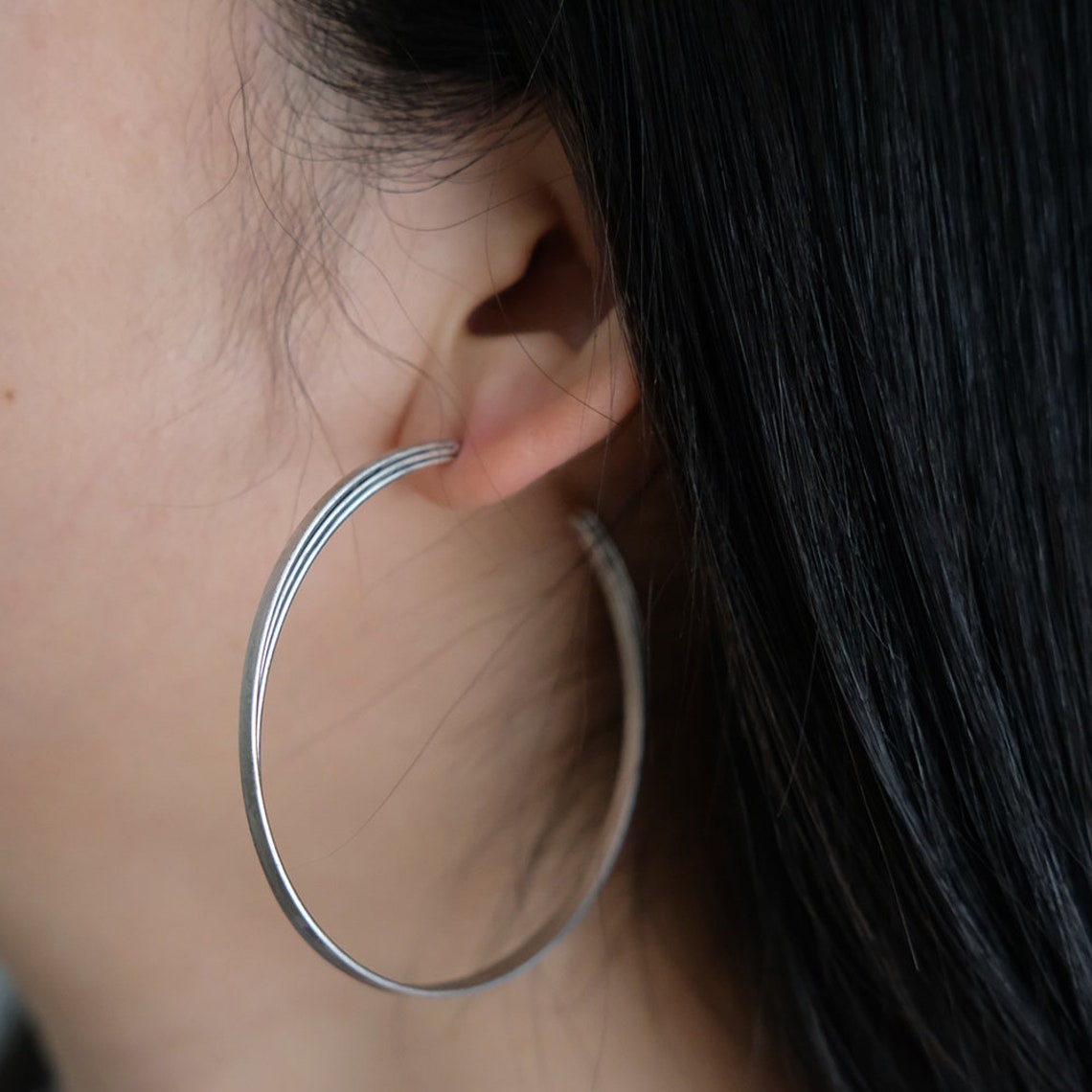 Silver/gold Hoop Post Earring Sterling Silver Post Stud Minimal Brushed ...