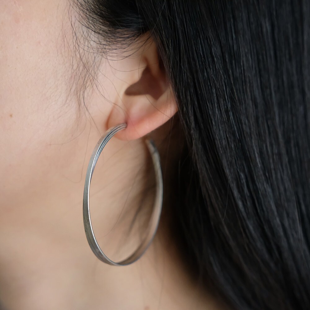 Silver/gold Hoop Post Earring Sterling Silver Post Stud Minimal Brushed ...