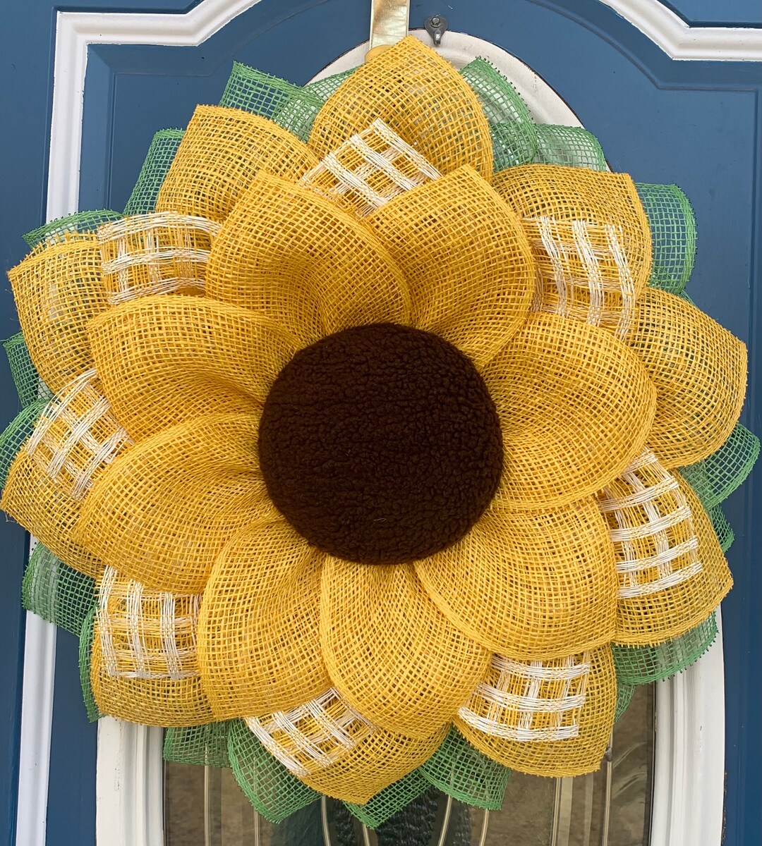 Sunflower Wreath, Poly Burlap, Sunflower, Wreath, Spring Summer Wreath ...