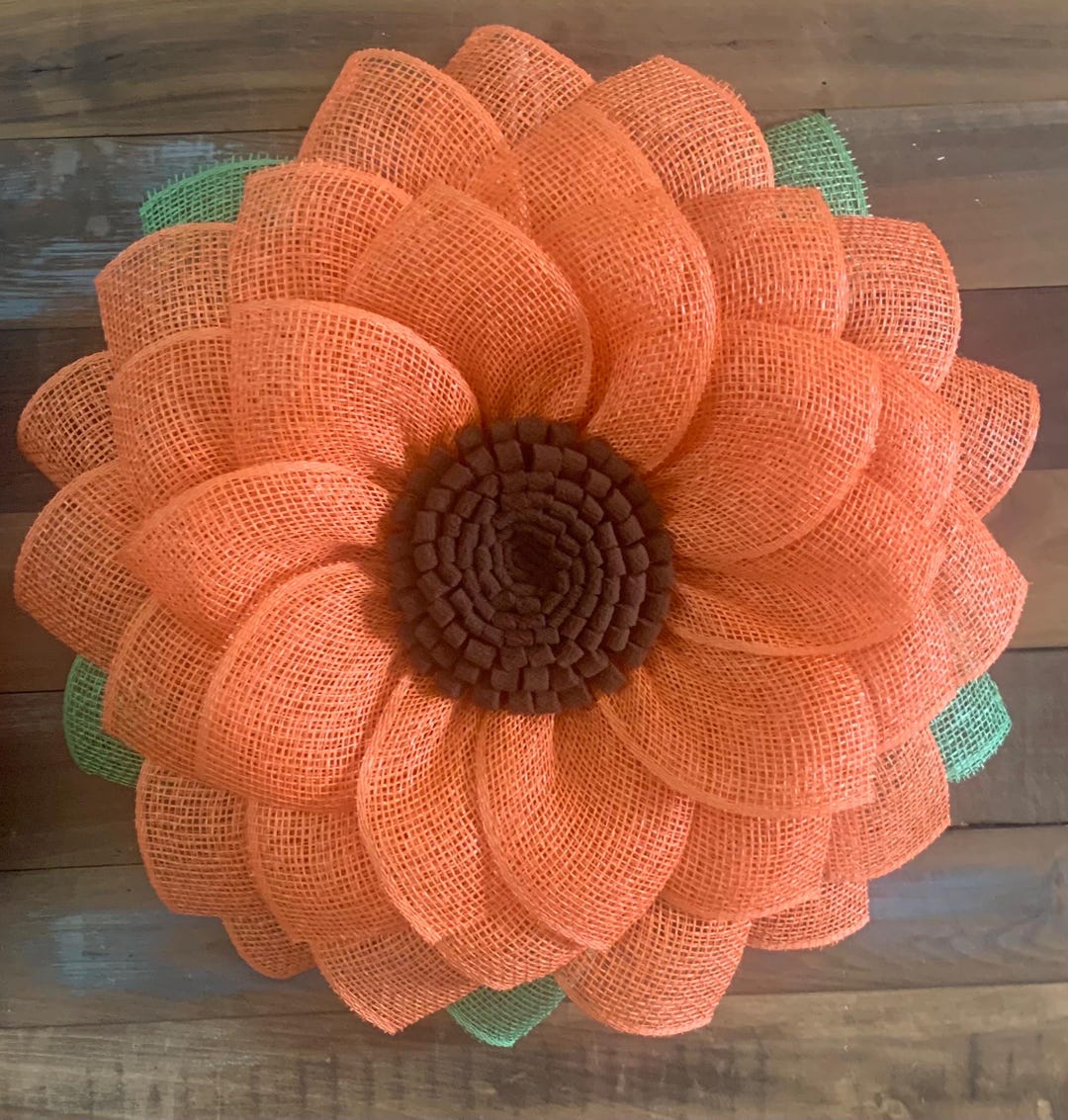 Poly Burlap, Sunflower, Wreath, Orange, Sunflower, Wreath, Spring ...